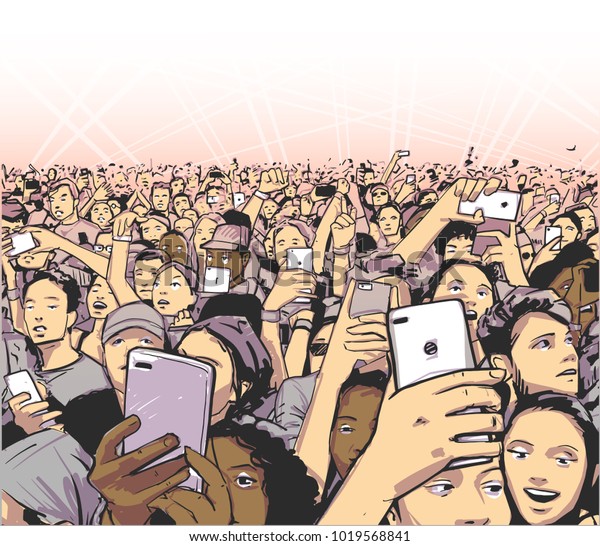 Stylized Drawing Party Crowd Concert Cheering Stock Vector (Royalty ...