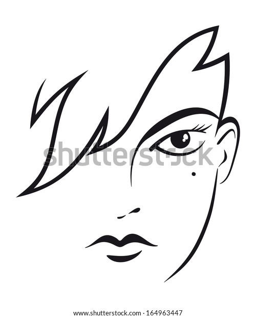 Stylized Female Face Stock Vector (Royalty Free) 164963447