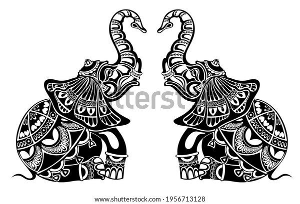 Stylized Figure Elephant Stock Vector (Royalty Free) 1956713128 ...