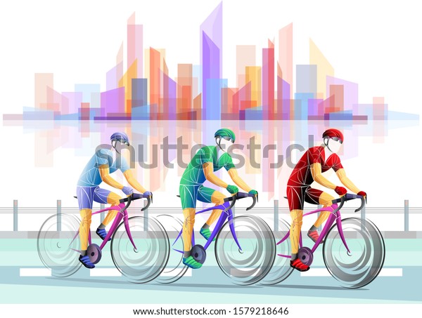 Stylized Geometric Cycle Bicyclist Cyclist Isolated Stock Vector ...