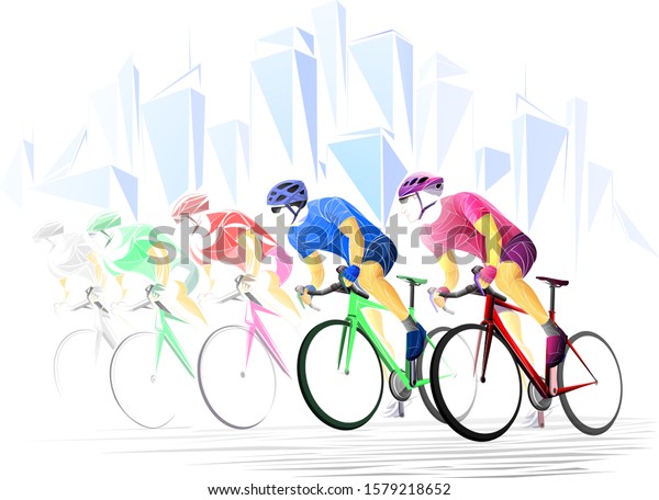 Stylized Geometric Cycle Bicyclist Cyclist Isolated Stock Vector ...