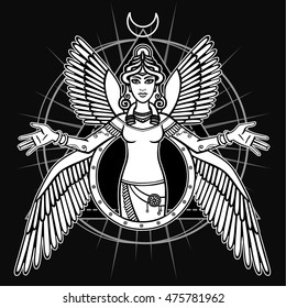 Stylized Goddess Ishtar Character Sumerian Mythology: vector de stock ...