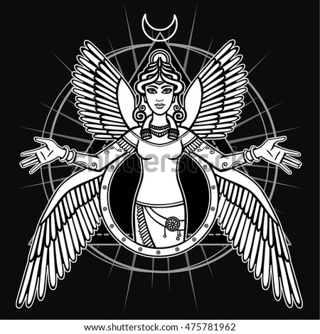 Stylized Goddess Ishtar Character Sumerian Mythology Stock Vector ...