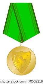 Stylized Gold Medal Shield Leaf Clover Stock Vector (Royalty Free ...