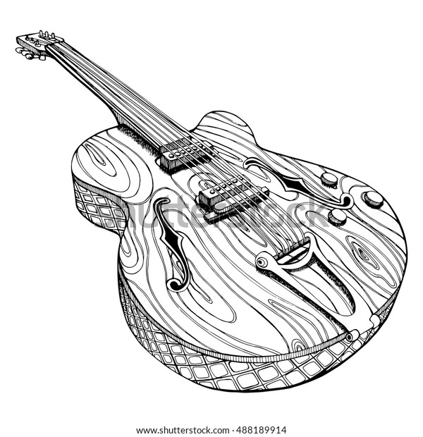 Stylized Guitar Retro Guitar Jazz Electric Stock Vector (Royalty Free ...