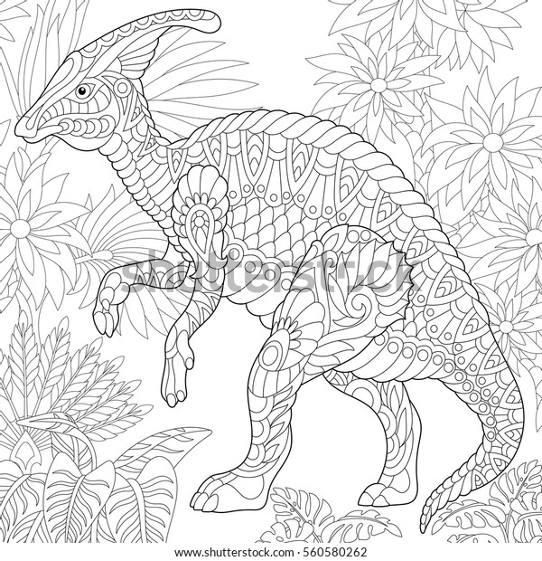 Stylized Hadrosaur Dinosaur Middle Late Cretaceous Stock Vector ...