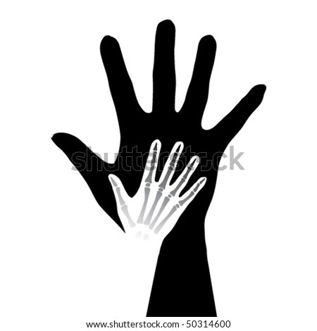 Stylized Hands Anatomy Black White Illustration Stock Vector (Royalty ...