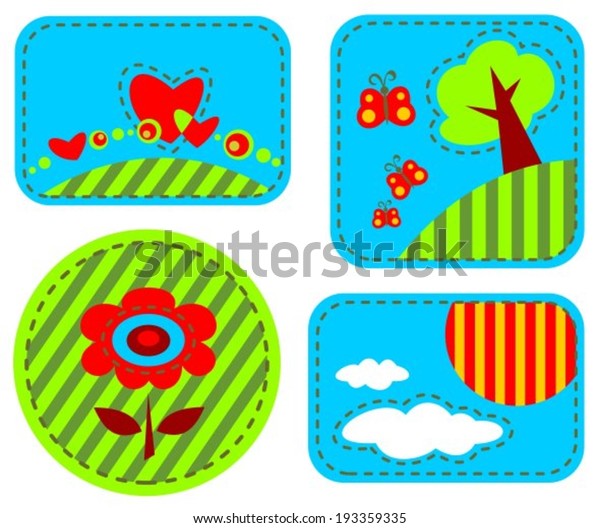 Stylized Happy Symbols Set Isolated On Stock Vector (Royalty Free ...