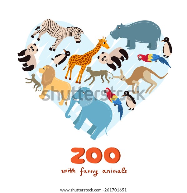 Stylized Heart On Theme Zoo Funny Stock Vector (Royalty Free) 261701651 ...