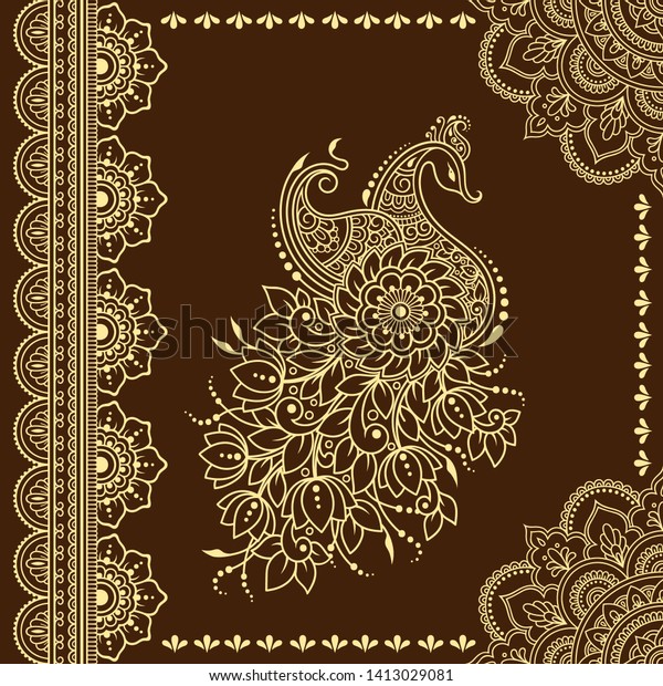 Stylized Henna Tattoo Decorative Pattern Decorating Stock Vector ...