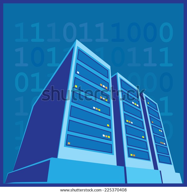 Stylized Illustration Data Center Supercomputer Servers Stock Vector ...