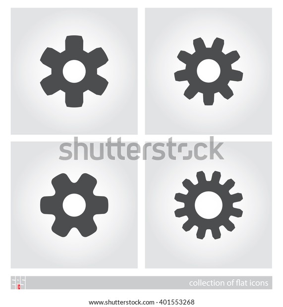 Stylized Images Gears Set Flat Icons Stock Vector (Royalty Free ...