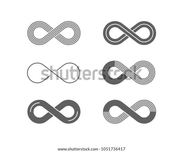 Stylized Infinity Symbol Set Monochrome Icons Stock Vector (Royalty ...