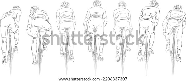 Stylized Linear Sketch Cyclist Athlete Rear Stock Vector (Royalty Free ...