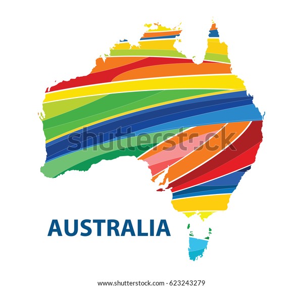 Stylized Map Australia Abstract Color Stripesvector Stock Vector ...