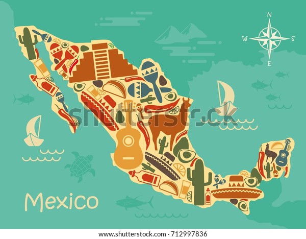 Stylized Map Mexico Stock Vector (Royalty Free) 712997836 | Shutterstock