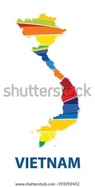 Stylized Map Vietnam Abstract Color Stripesvector Stock Vector (Royalty ...