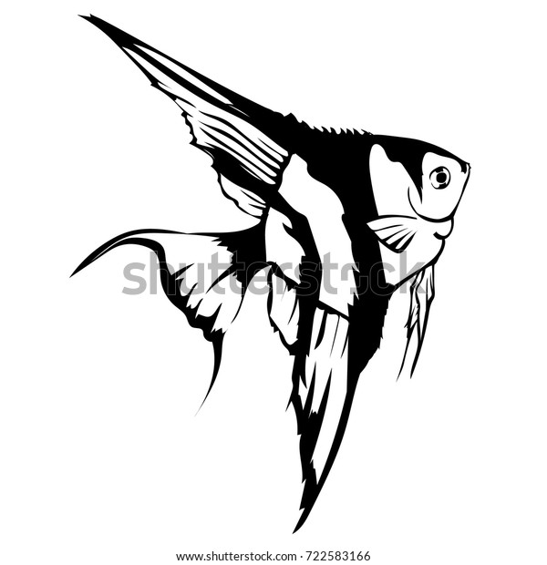 Stylized Monochrome Image Fish Angelfish Pterophyllum Stock Vector ...