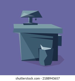 Stylized Office Desk Vector Illustration Retro Stock Vector (Royalty ...