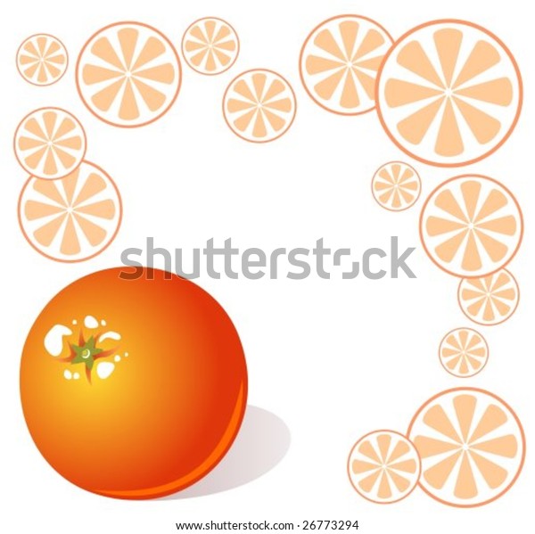 Stylized Orange Slices On White Background Stock Vector (Royalty Free ...