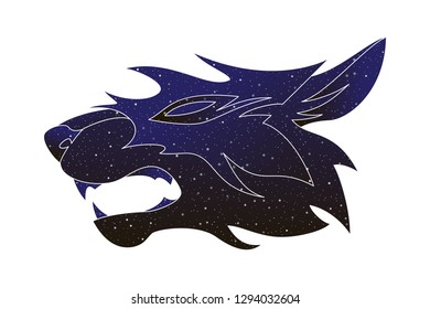 Stylized Outline Aggressive Wildcat Head Vector: vector de stock (libre ...
