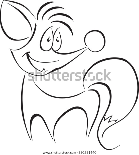 Stylized Outline Fox Vector Sketch Cartoon 스톡 벡터(로열티 프리) 350251640 ...