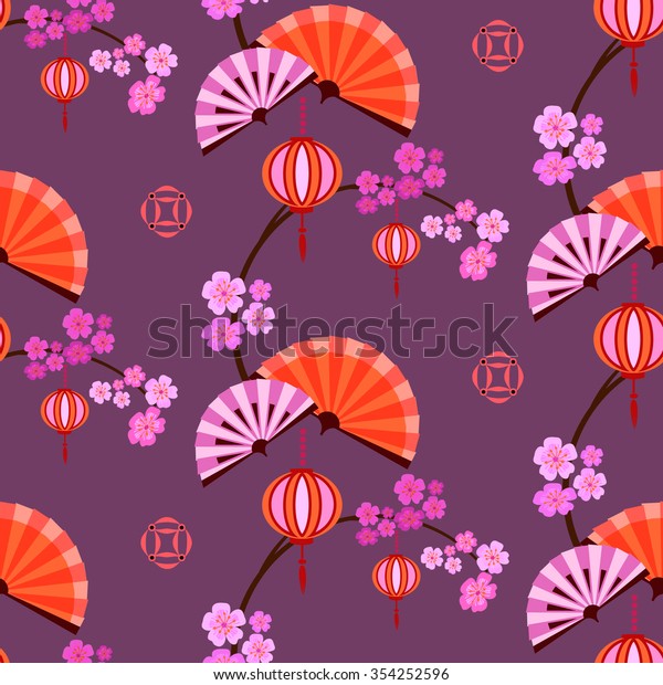 Stylized Pattern Japanese Style Sakura Japanese Stock Vector (Royalty ...