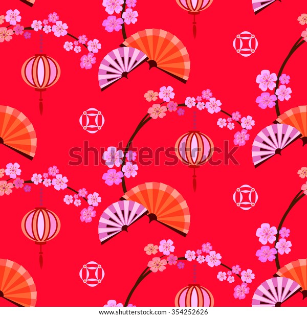 Stylized Pattern Japanese Style Sakura Japanese Stock Vector (Royalty ...