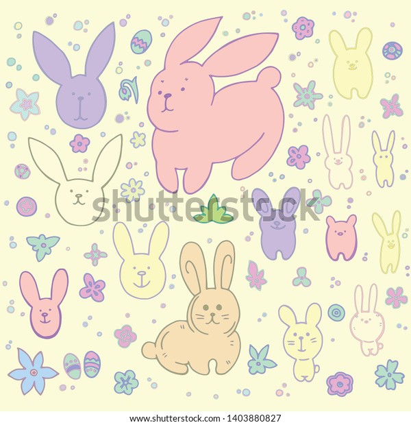 Stylized Rabbits Their Faces Pastel Colors Stock Vector (Royalty Free ...