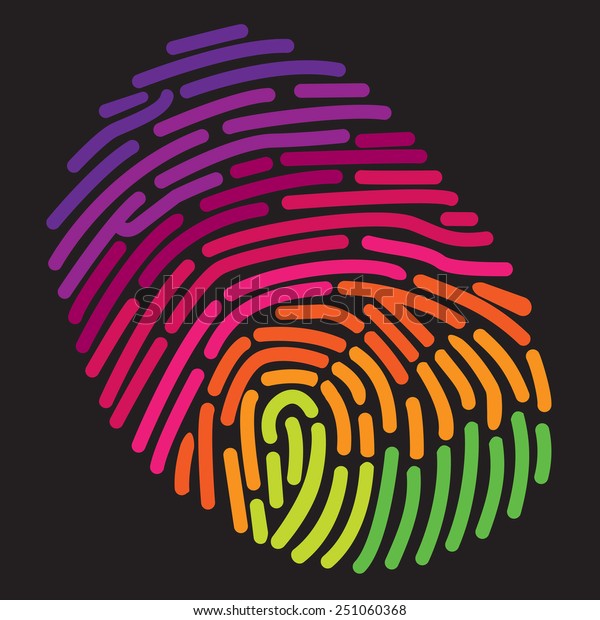 Stylized Rainbow Fingerprint Stock Vector (Royalty Free) 251060368 ...