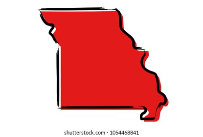Stylized Red Sketch Map Missouri Stock Vector (Royalty Free) 1054468841 ...