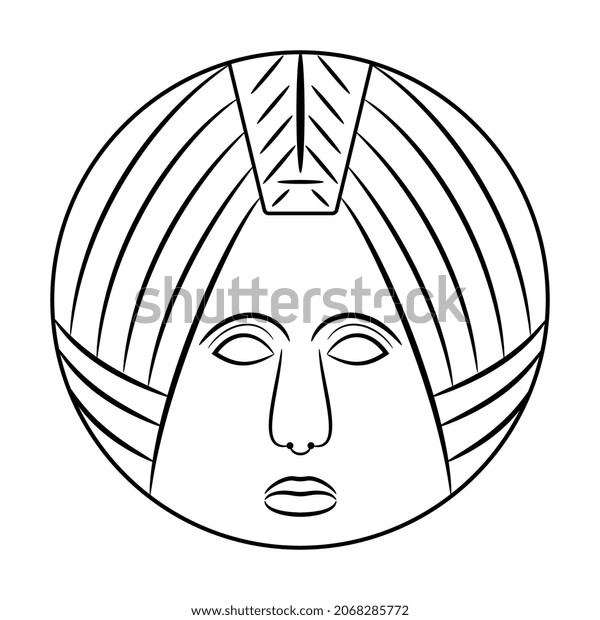Stylized Round Human Female Face Circle Stock Vector (Royalty Free ...