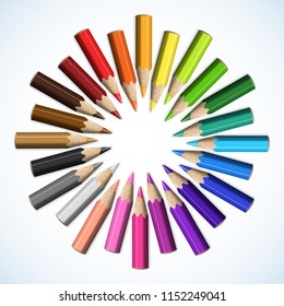 Stylized Round Star Colored Pencils Isolated Stock Vector (Royalty Free ...