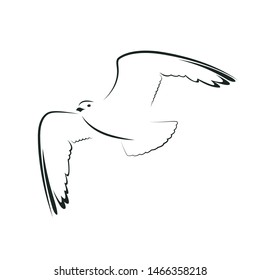 Stylized Seagull Flying Isolated On White Stock Vector (Royalty Free ...