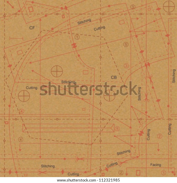 Stylized Sewing Pattern On Paper Textured Stock Vector (Royalty Free ...