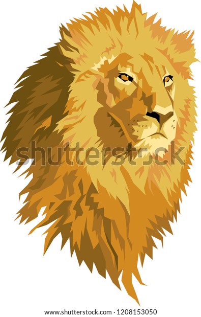 Stylized Side View Lion Head On Stock Vector (Royalty Free) 1208153050