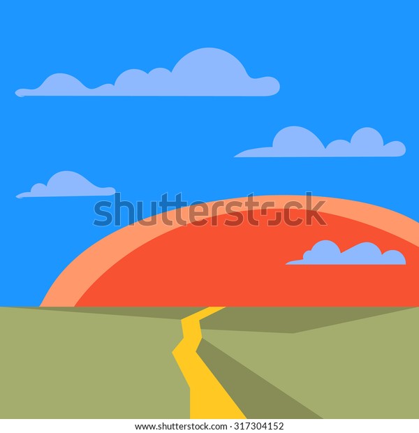 Stylized Simple Barren Landscape Cartoon Background: vector de stock ...