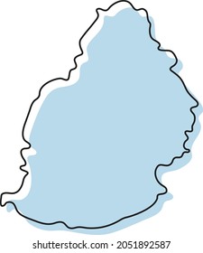 Stylized Simple Outline Map Mauritius Icon Stock Vector (Royalty Free ...