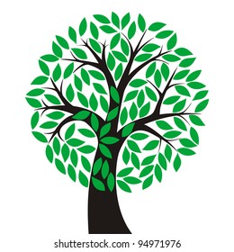 Stylized Spring Tree Bright Leaves Stock Vector (Royalty Free) 94971976 ...