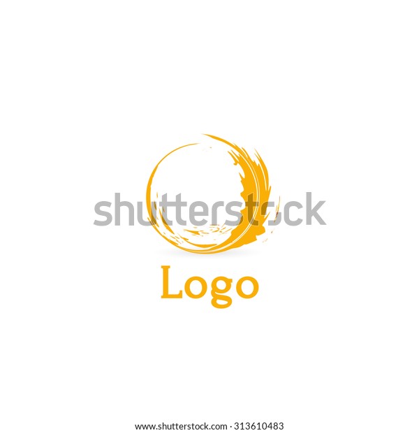 Stylized sun logo flat style. Round warm abstract form. Vector design ...