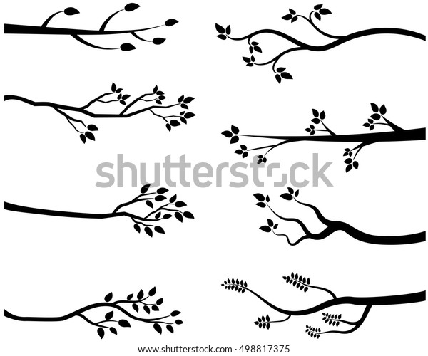 Stylized Vector Black Tree Branch Silhouettes Stock Vector (Royalty ...