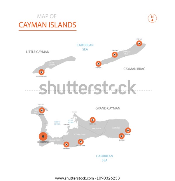 Stylized Vector Cayman Islands Map Showing Stock Vector (Royalty Free ...