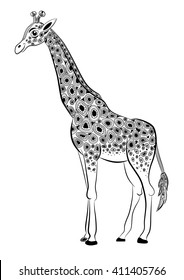 Stylized Vector Giraffe Zentangle Isolated On Stock Vector (Royalty ...