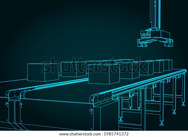 Stylized Vector Illustration Automated Conveyor Line Stock Vector ...