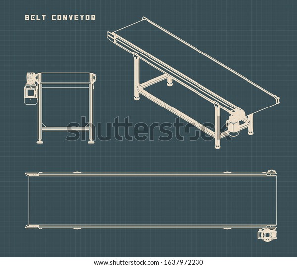 Stylized Vector Illustration Belt Conveyor Drawings Stock Vector ...