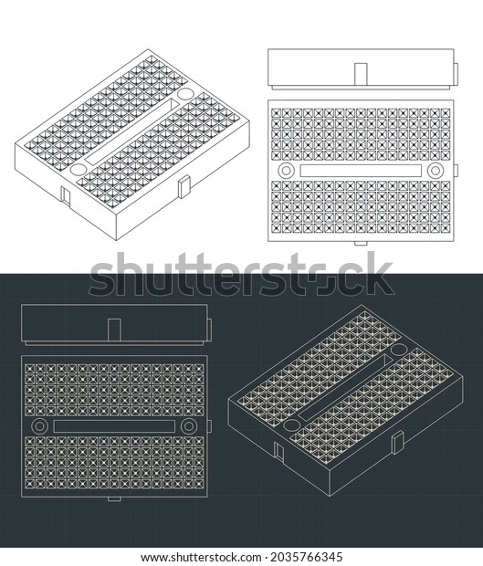 Stylized Vector Illustration Blueprints Breadboard Mini Stock Vector ...