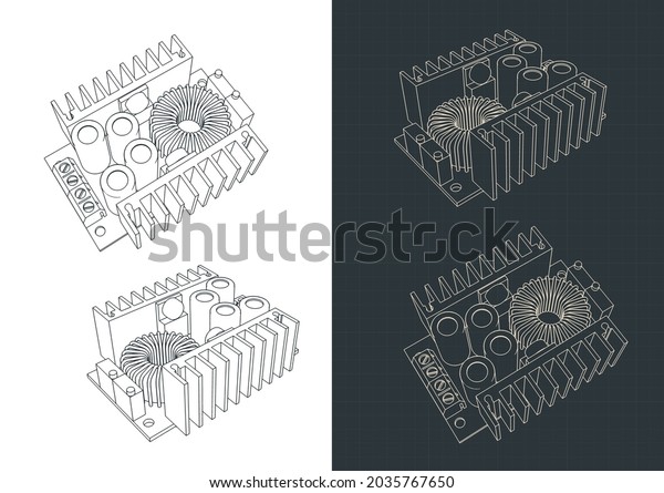 Stylized Vector Illustration Blueprints Buck Converter Stock Vector ...
