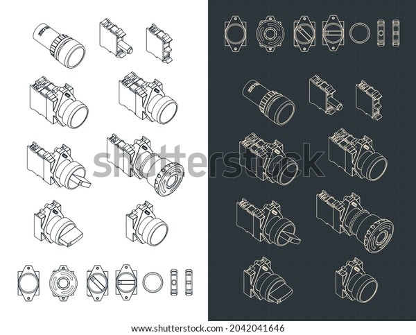 Stylized Vector Illustration Blueprints Control Switches Stock Vector ...