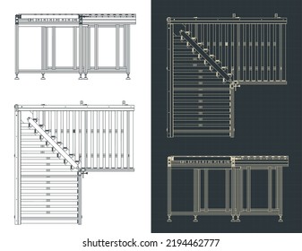 Stylized Vector Illustration Blueprints Corner Section Stock Vector ...