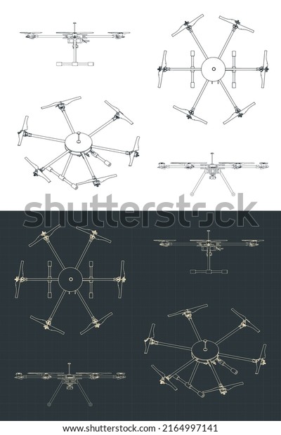 3 Hexacopter Drone Blueprint Stock Vectors, Images & Vector Art ...
